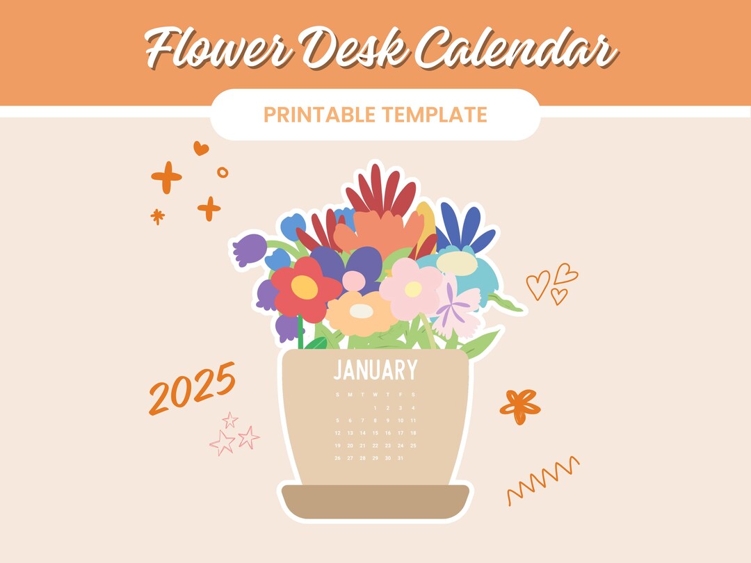 Printable Flowers Desk Calendar 2025, PNG for Cutting Machine ...
