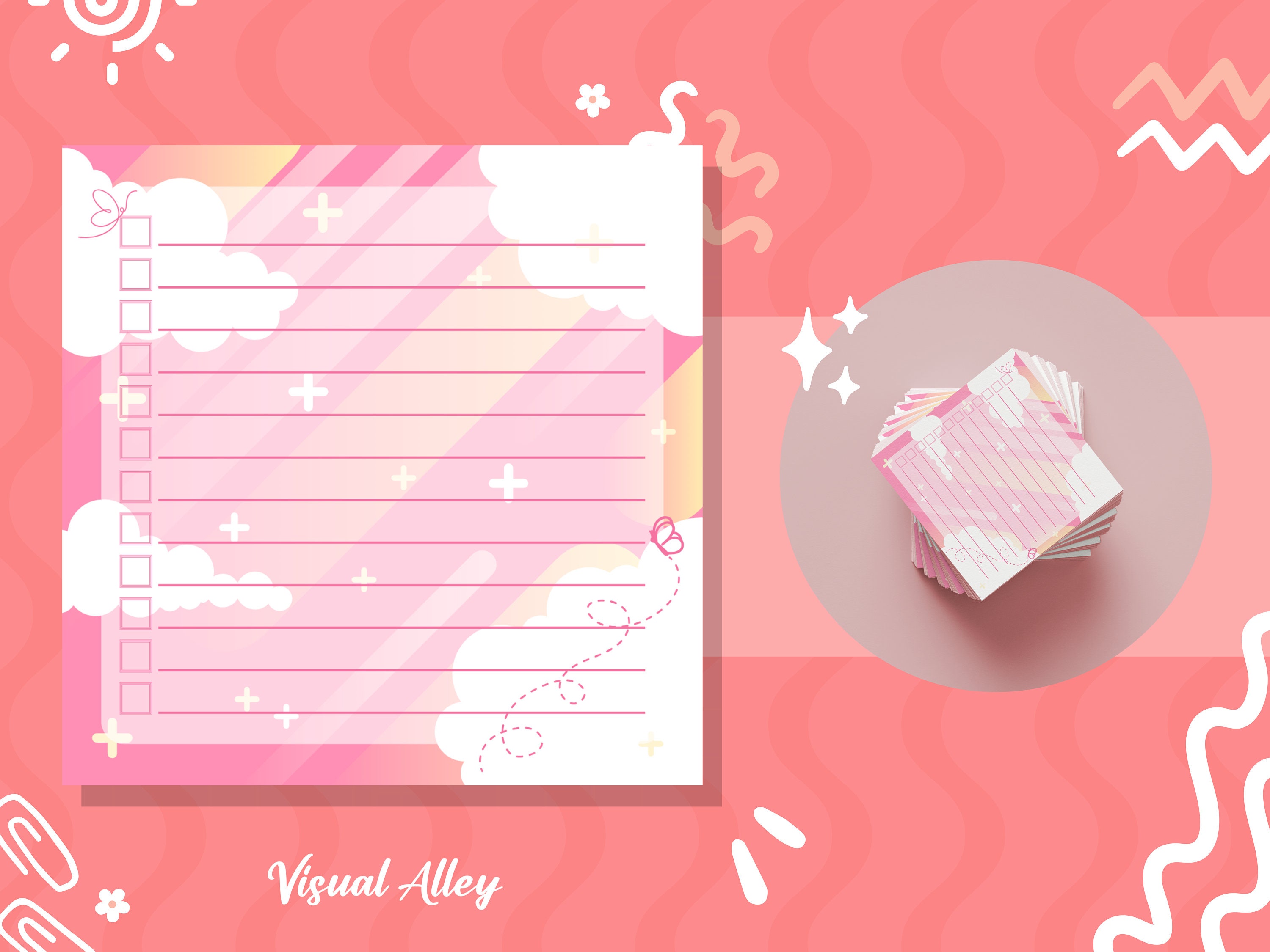 5 Printable Memo Pads Pink Theme | Editable Canva Template - Etsy
