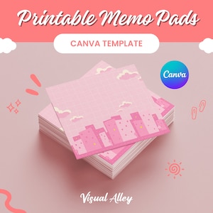 5 Printable Memo Pads Pink Theme | Editable Canva Template - Etsy