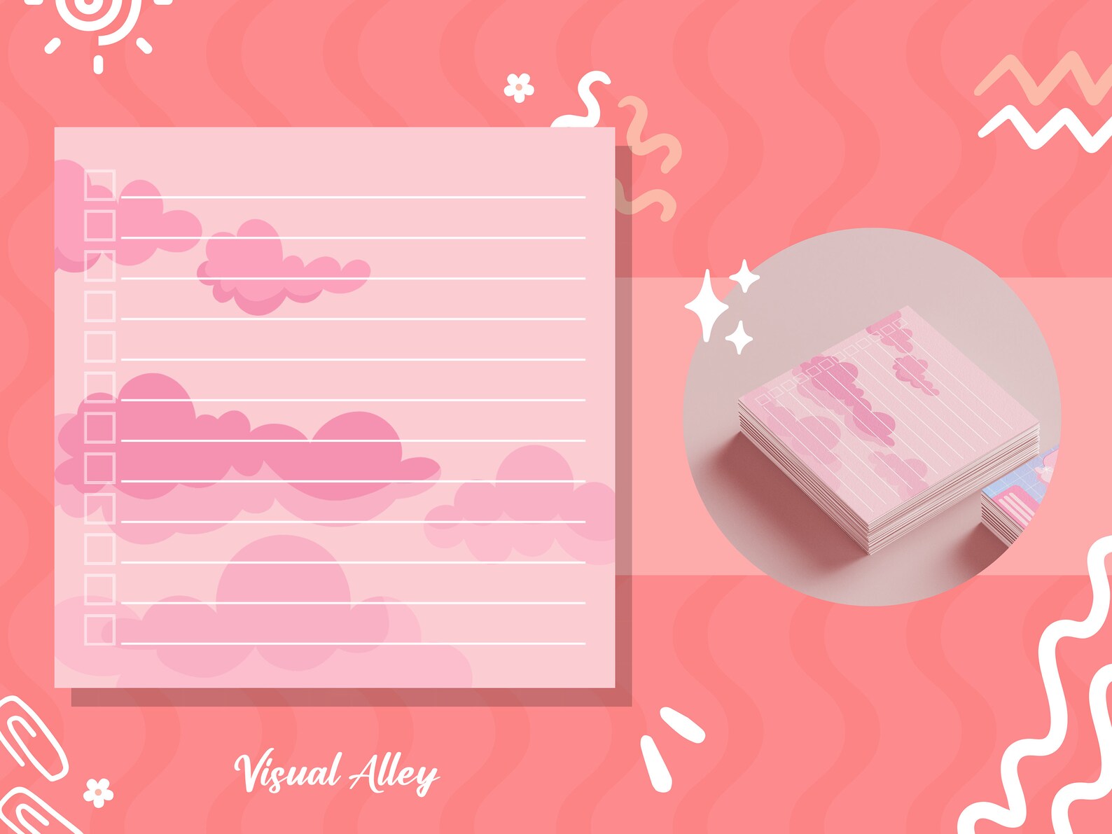 5 Printable Memo Pads Pink Theme | Editable Canva Template - Etsy