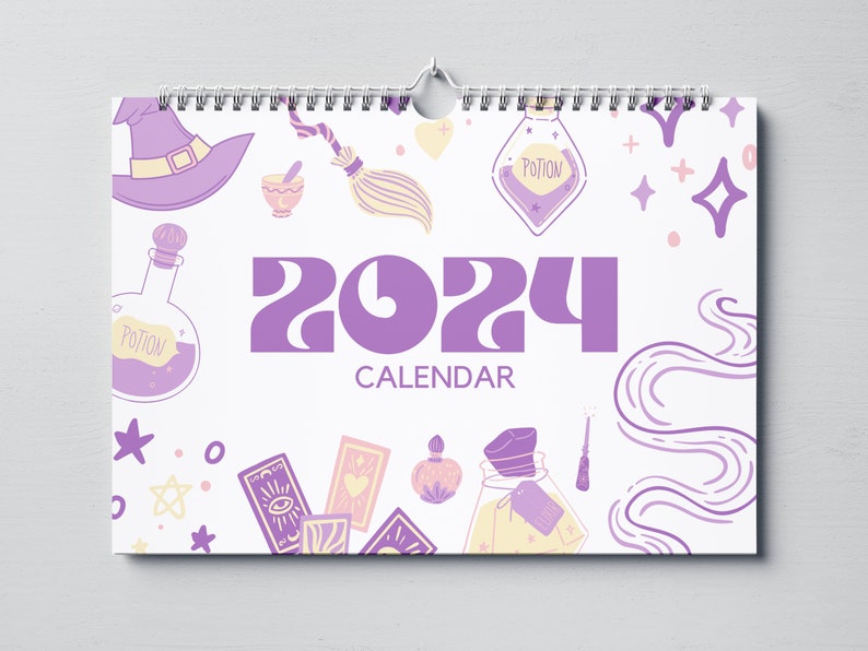 Printable 2024 Monthly Calendar PDF Whimsy Magic A4 Size - Etsy