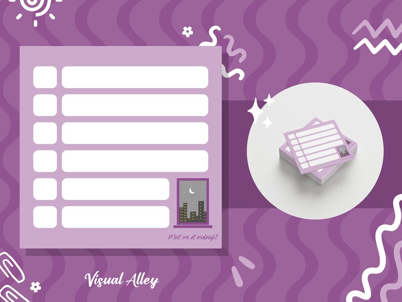 5 Printable Memo Pads Midnight Theme | Editable Canva Template - Etsy