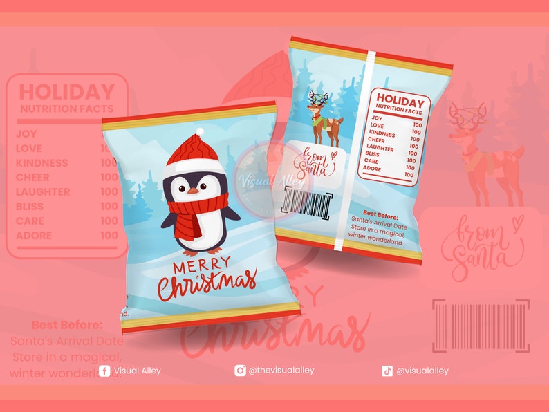 10 Christmas Chip Bags Template EDITABLE Christmas Chip Bag Wrapper ...