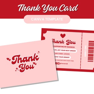 Thank You Card Template Canva Editable Thank You Printable Card Small Business Branding Business ...