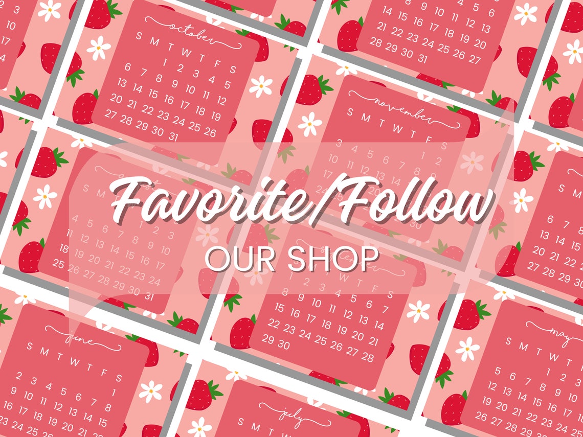 Printable 2024 Yearly & Monthly Calendar PDF Strawberry Calendar A4 ...
