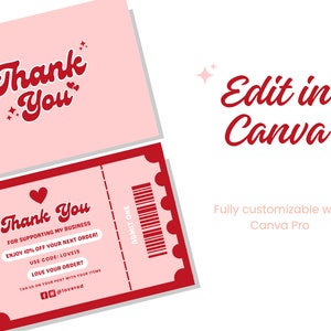 Thank You Card Template Canva Editable Thank You Printable Card Small Business Branding Business ...