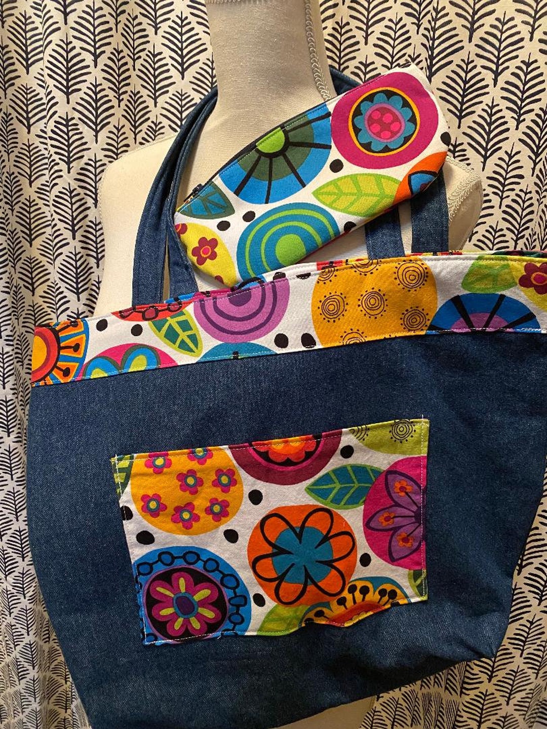 Floral Reversible Tote Bag With Matching Small Zipper Bag - Etsy