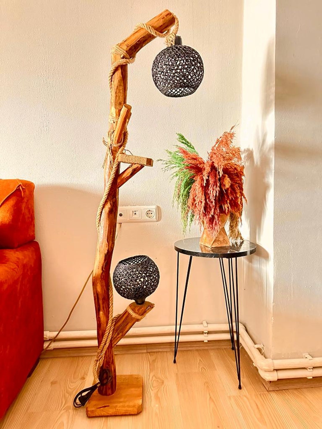Tree Floor Lamp Wooden Corner Lampshade İndoor or Outdoor - Etsy