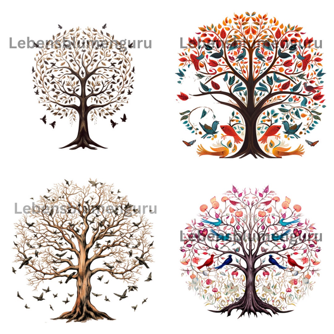 Tree of Life/tree of Life Birds Nature Mandala Digital Clipart Colorful ...