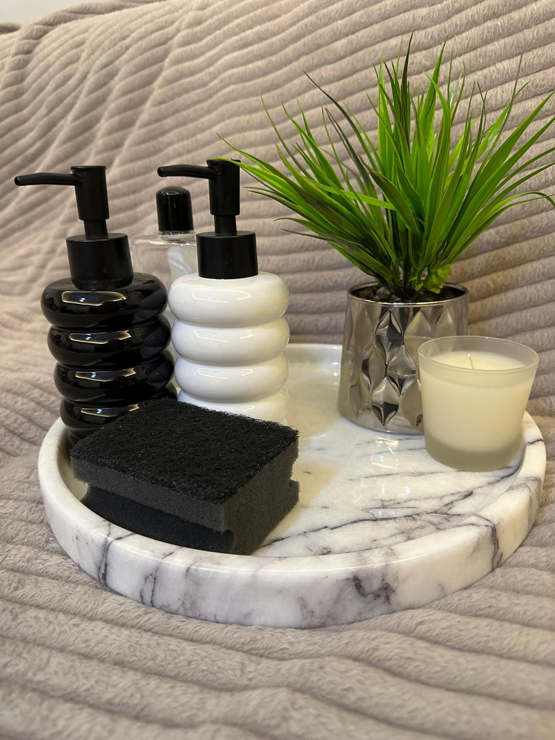 Round Natural Marble Presentation Tray, Marble Bowl, Marble Bathroom ...