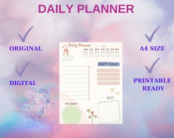 Pink Digital Daily Planner Printable - Etsy