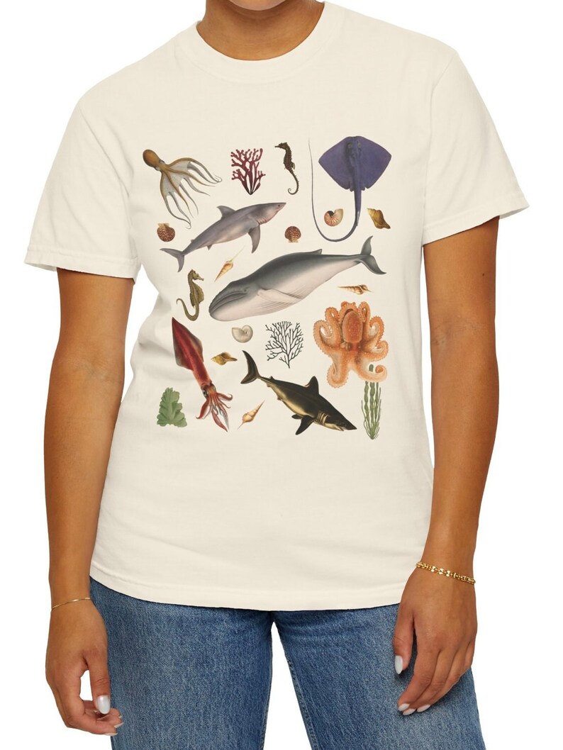 Vintage Sea Animal Tshirt, Oceanshirt, Sealife, Shark Shirt, Squid ...