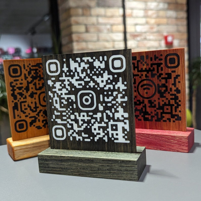 Personalized Wooden Sign QR Codes. Custom QR Code With Logo - Etsy