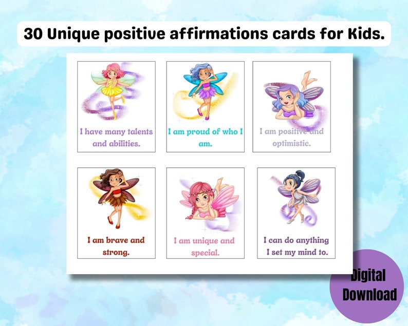 Printable Positive Affirmations Cards for Children Daily - Etsy