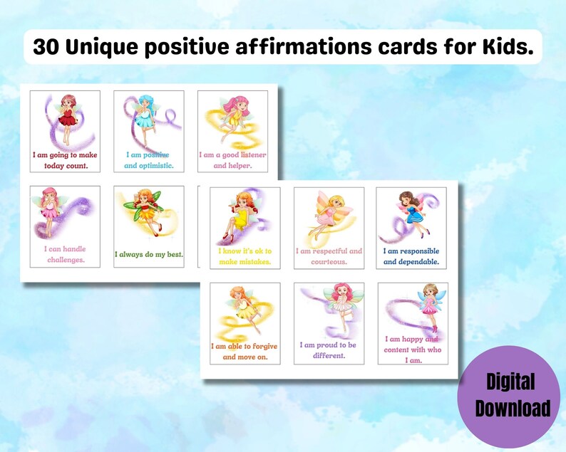 Printable Positive Affirmations Cards for Children Daily - Etsy