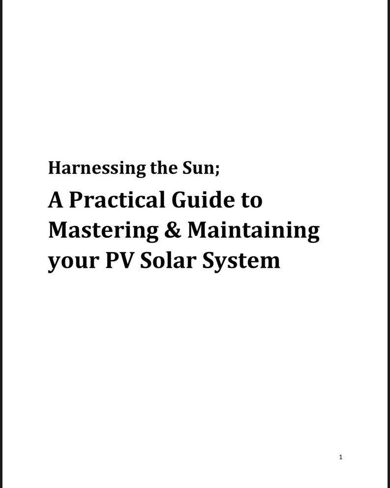 A Practical physical Copy Guide to Mastering and Maintaining Your PV Solar System - Etsy