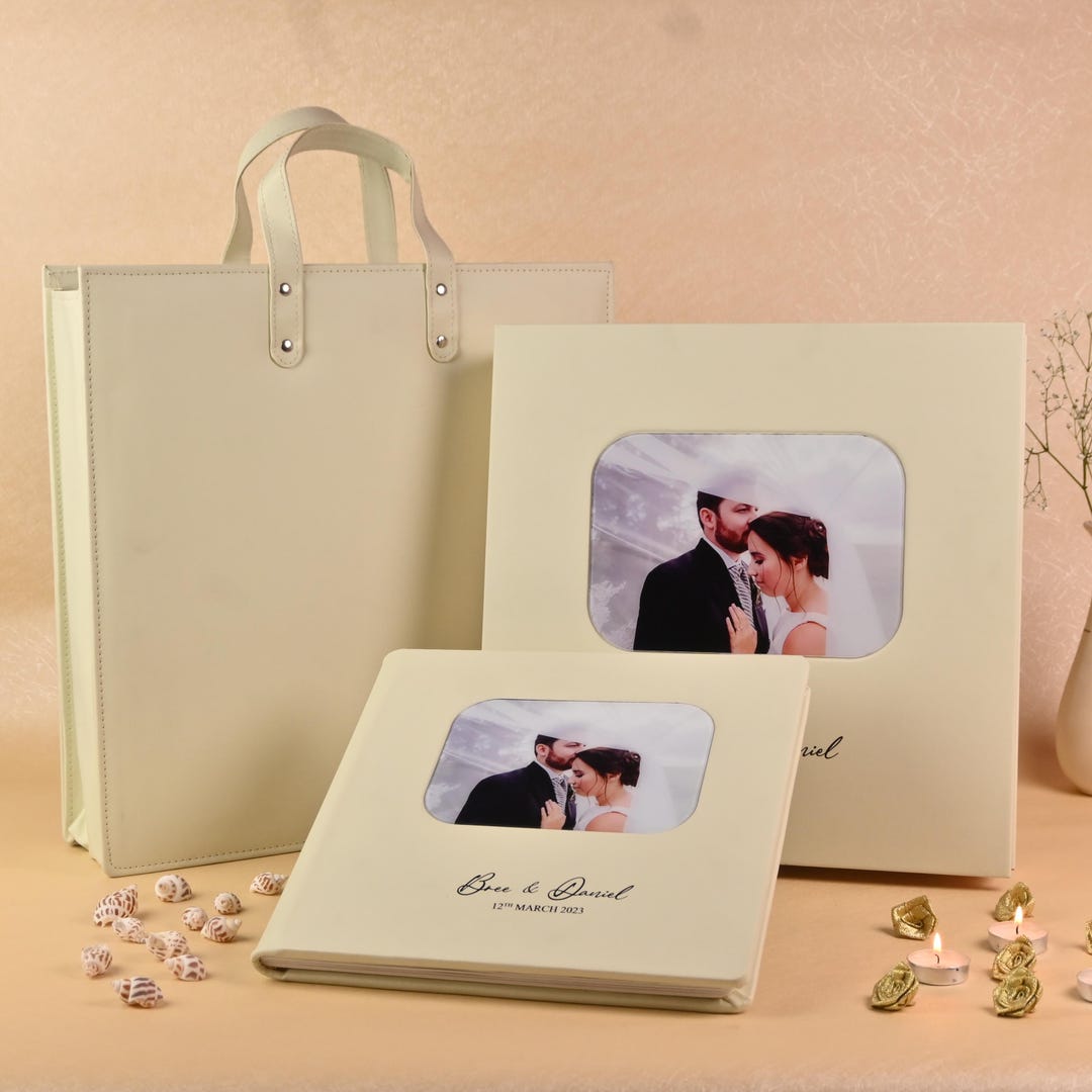 Luxury Wedding Photo Album | Custom Leatherette Cover | Lay Flat ...