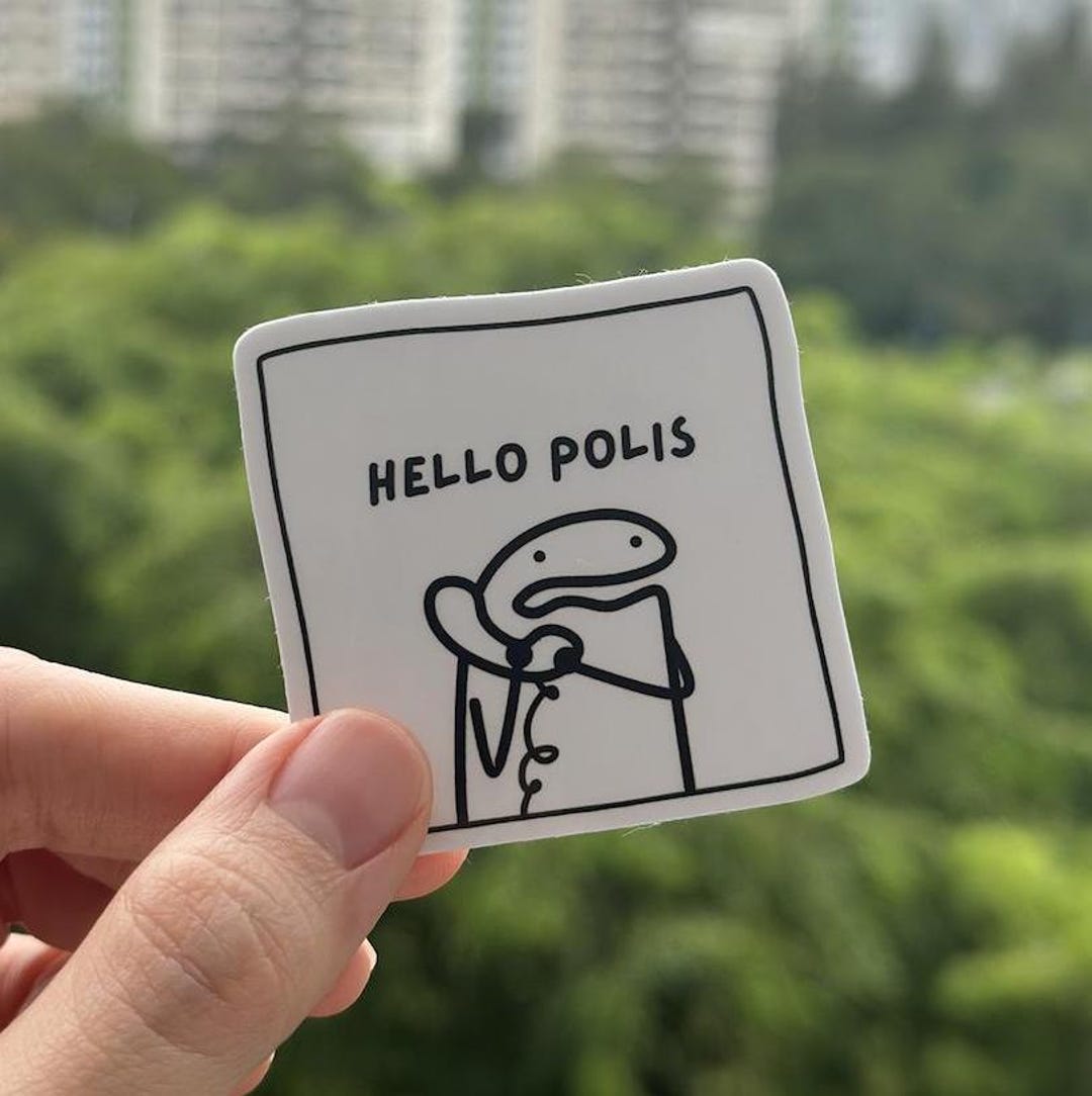 Hello Polis Sticker || Gen Z Meme || Corporate Humor - Etsy
