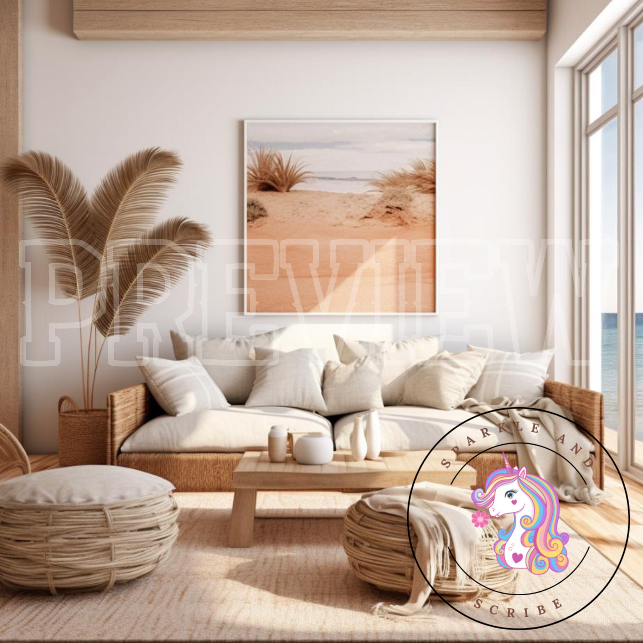 Coastal Home Decor 14 Boho Beach House Frame Mock-ups, Seaside Vibes ...