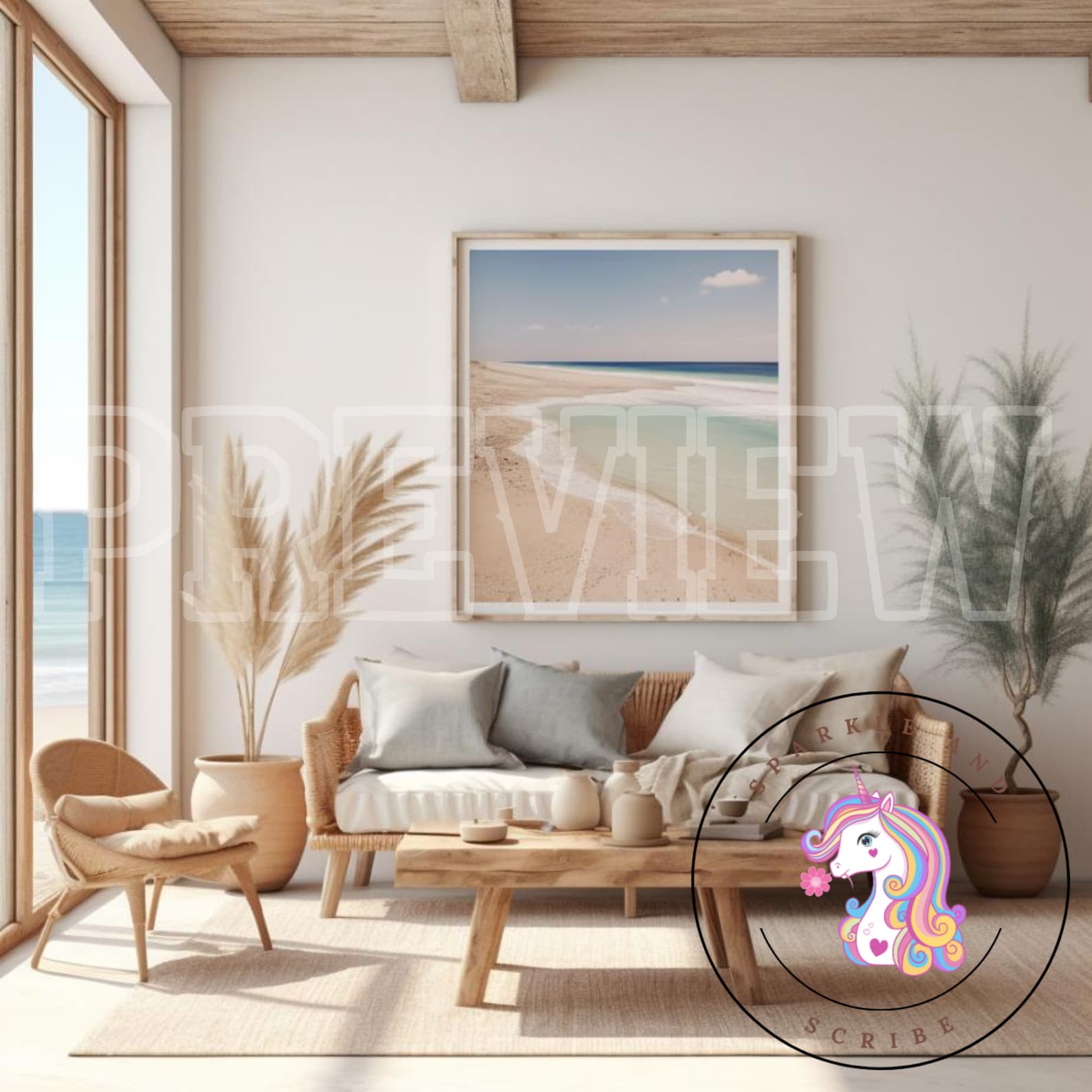 Coastal Home Decor 14 Boho Beach House Frame Mock-ups, Seaside Vibes ...