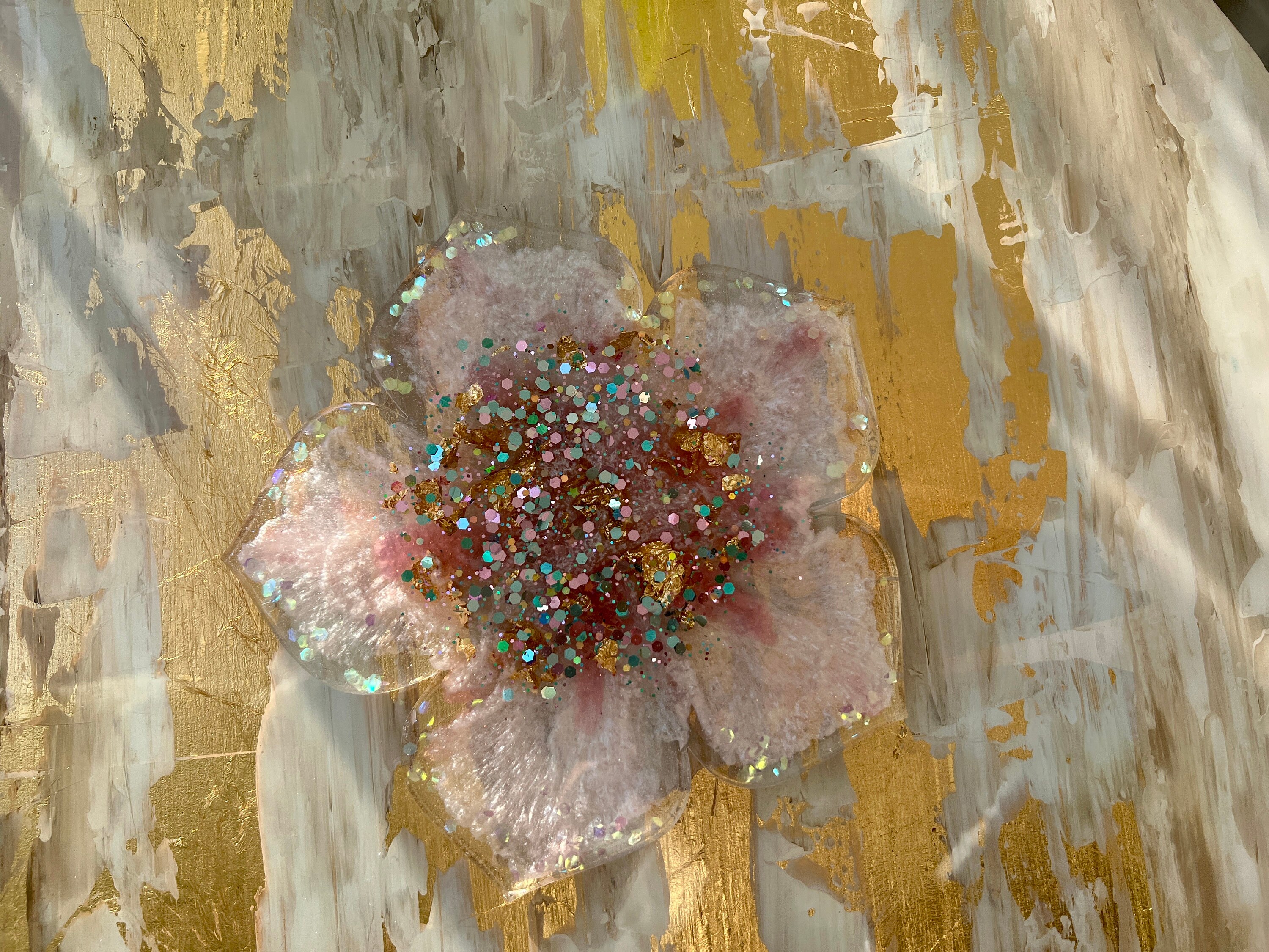 Handmade Epoxy Resin Flower Coaster, Perfume Tray, Resin Tray, Sparkle ...