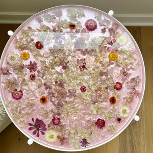 Epoxy Resin Floral Side Table. Preserved Epoxy Flowers, Tray Table ...