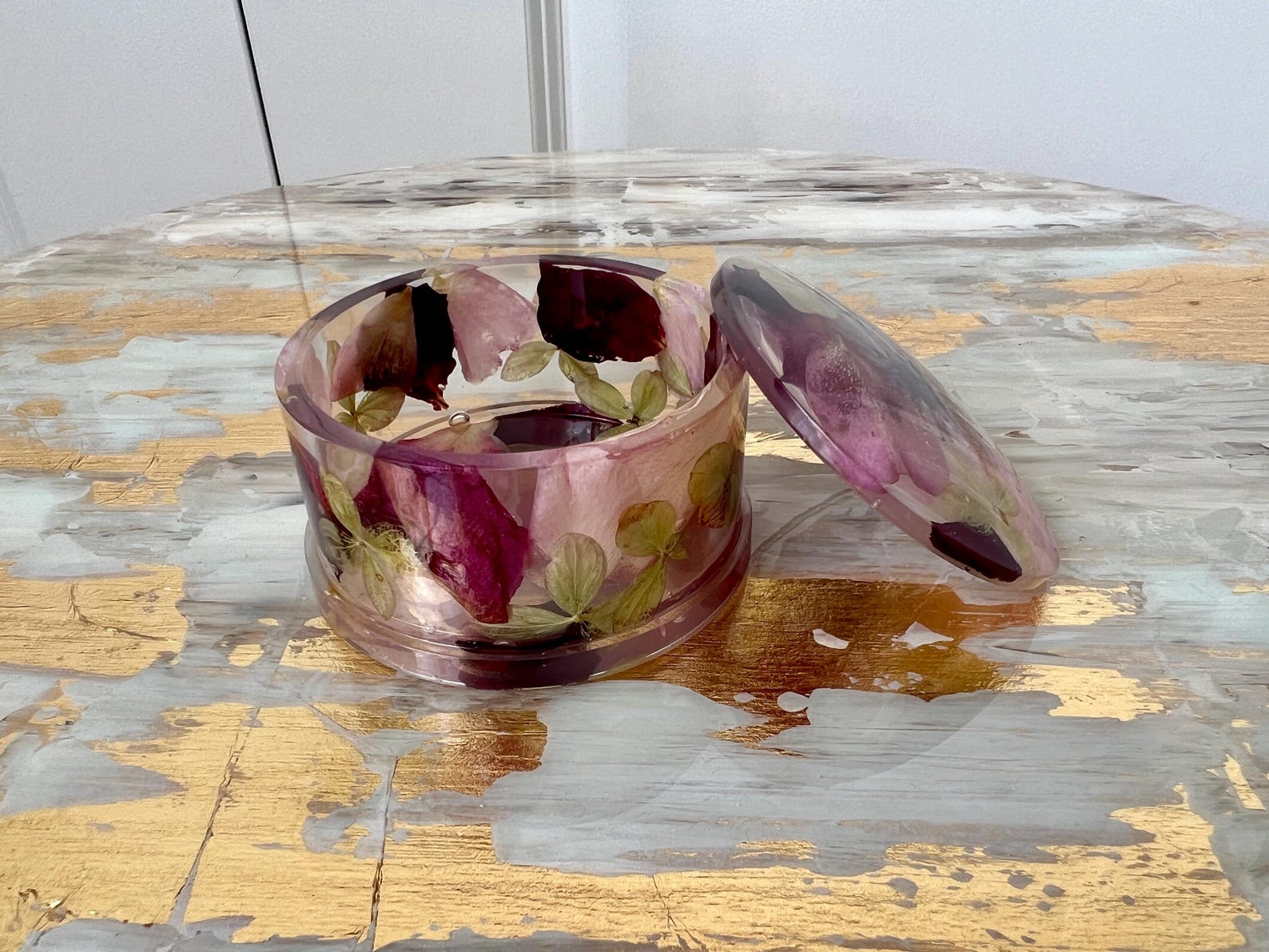 Resin Jewelry Box With Dried Flowers, Resin Decor With Dried Flowers ...