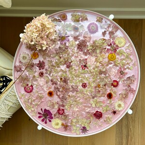 Epoxy Resin Floral Side Table. Preserved Epoxy Flowers, Tray Table ...