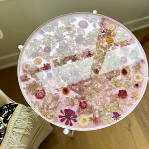 Epoxy Resin Floral Side Table. Preserved Epoxy Flowers, Tray Table ...
