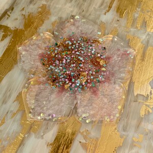 Handmade Epoxy Resin Flower Coaster, Perfume Tray, Resin Tray, Sparkle ...
