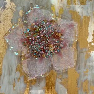 Handmade Epoxy Resin Flower Coaster, Perfume Tray, Resin Tray, Sparkle ...