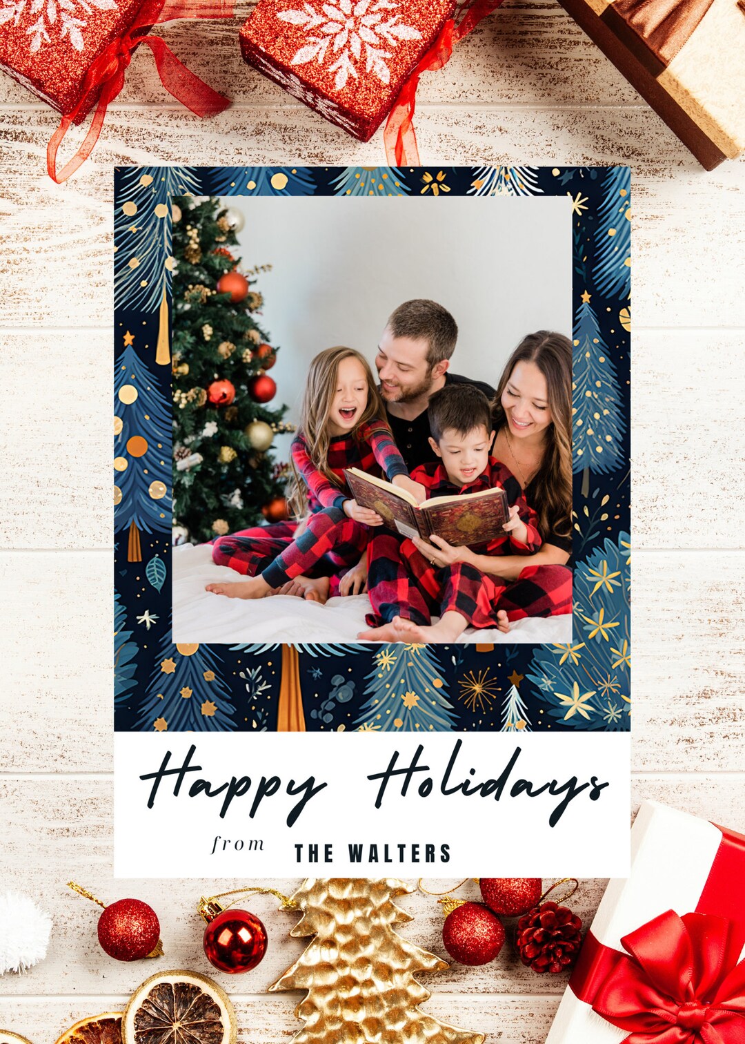 Editable Family Photo Christmas Card tree Pattern - Etsy