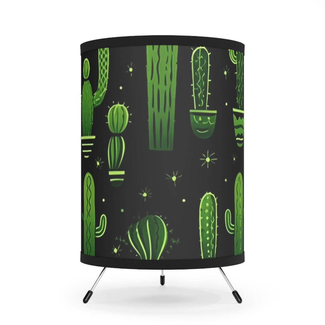 Tripod Lamp Cactus Pattern With High-res Printed Shade, USCA Plug - Etsy