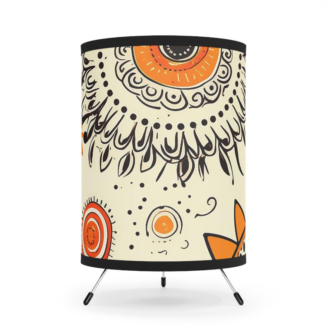 Tripod Lamp Henna Pattern With High-res Printed Shade, USCA Plug - Etsy