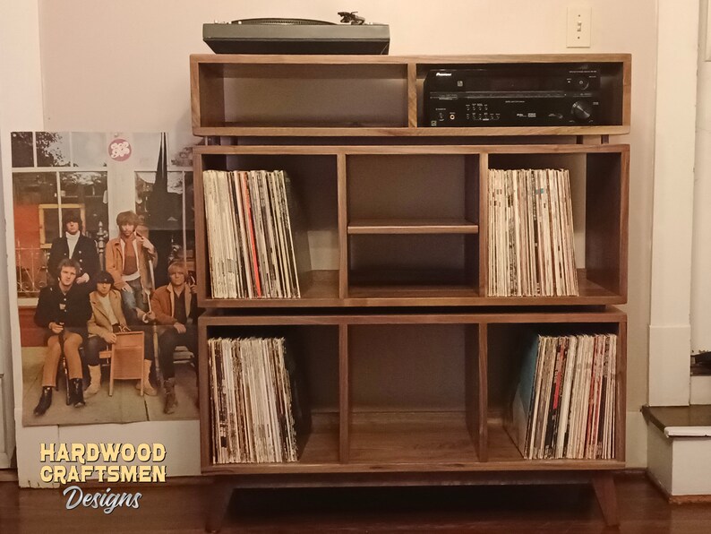 Record Storage Cabinet / 6 Record Bays / Turntable Stand / Stereo Shelf ...