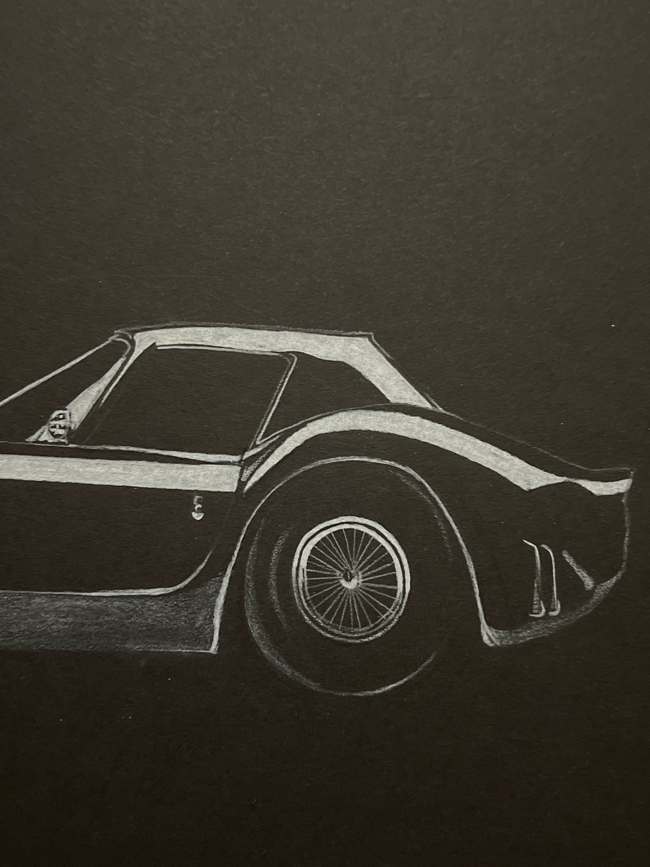 Original Ferrari 250 Gto Sketch on Black Paper, Vintage Car Drawing - Etsy