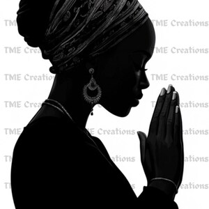 Black Woman Worship Clipart, Black Women Praying PNG Designs, Afro Painted Woman SVG, Craft ...