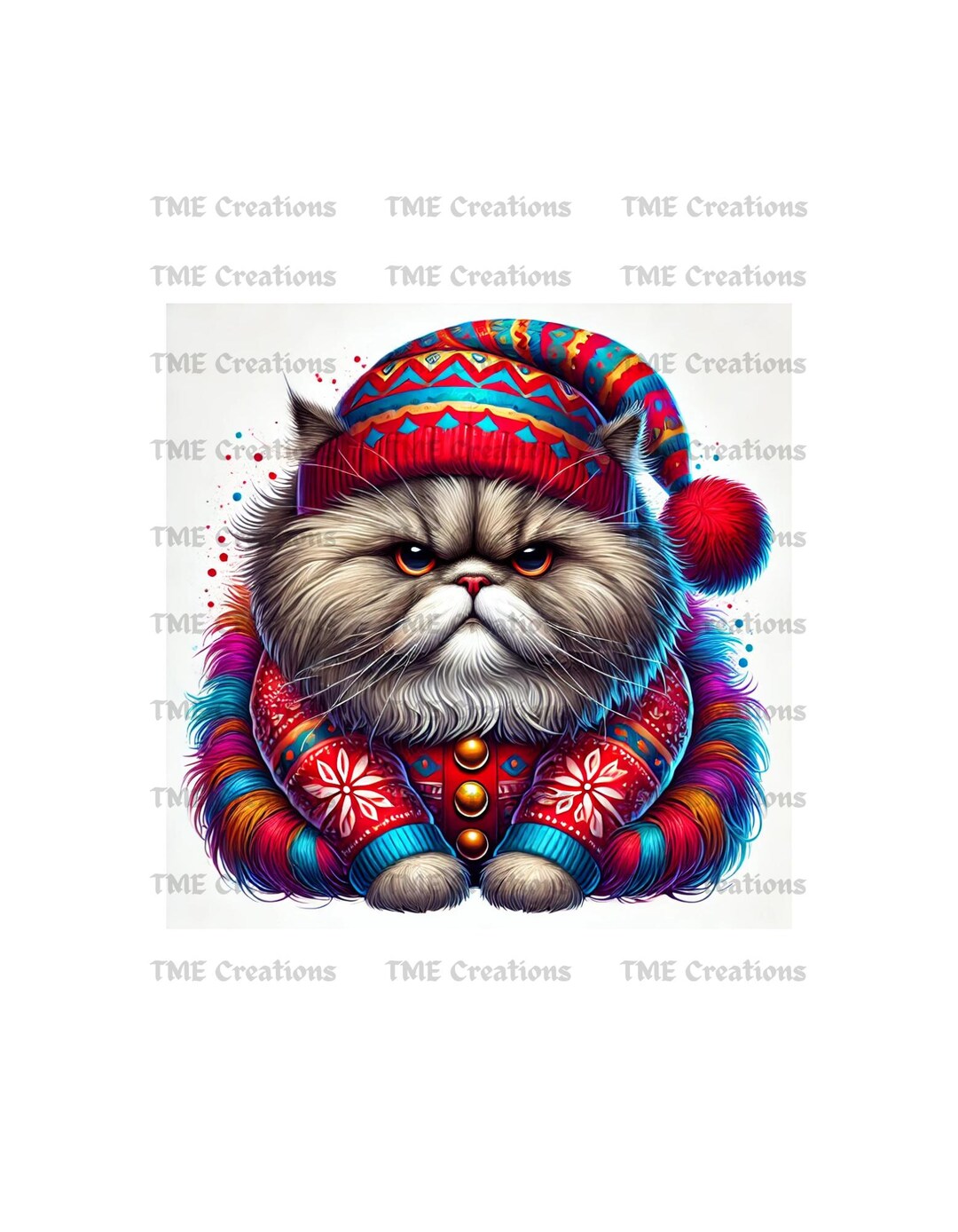 Festive Grumpy Cat Clipart -digital Pngs for Creative Projects, Sassy Grumpy Cat Holiday Clipart ...