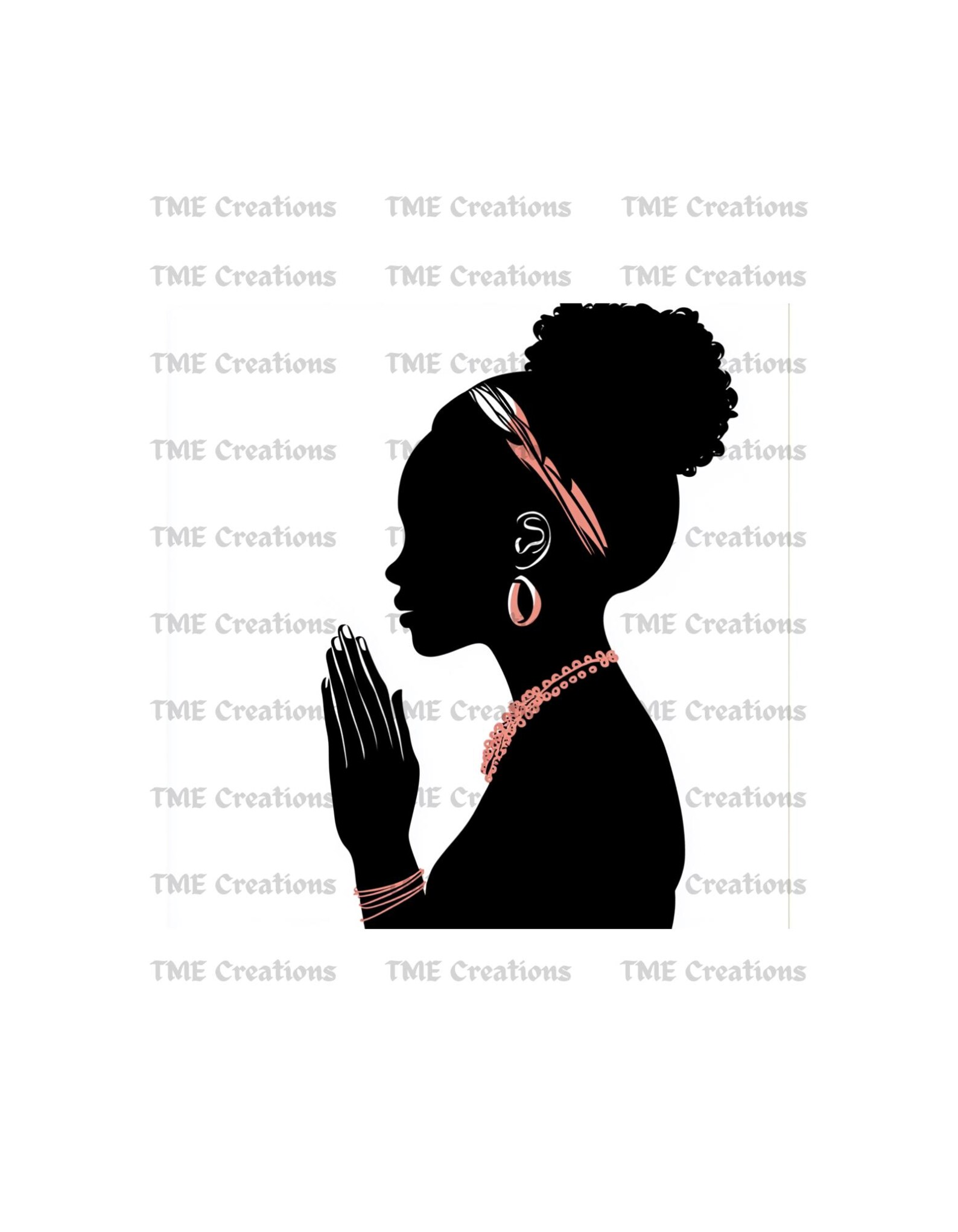 Black Woman Worship Clipart, Black Women Praying PNG Designs, Afro Painted Woman SVG, Craft ...
