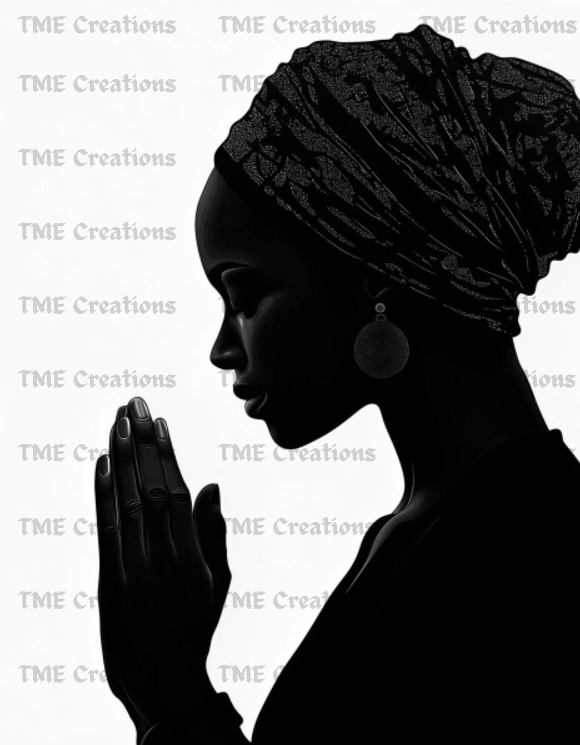 Black Woman Worship Clipart, Black Women Praying PNG Designs, Afro Painted Woman SVG, Craft ...