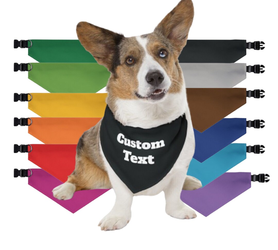 Custom Text Dog Bandana Over the Collar, Personalized Text and Graphics ...