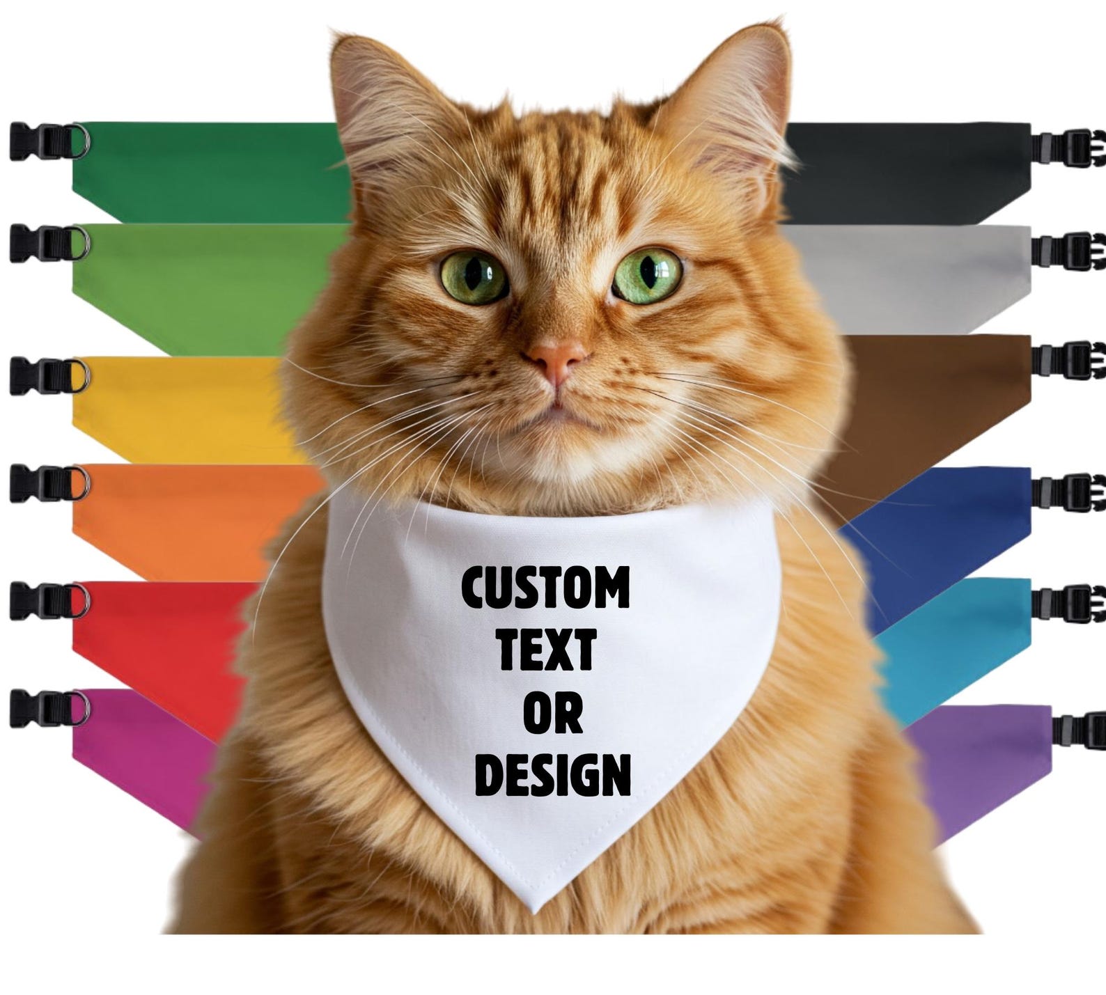Custom Cat Bandana, Over the Collar Cat Scarf, Personalized Bandanas ...