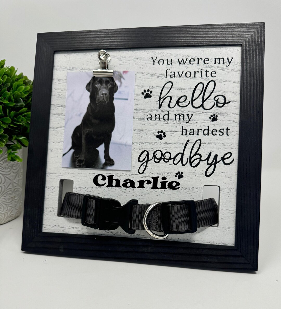 Custom Pet Memorial Shadow Box, Dog Picture Frame, Collar Holder, Pet ...