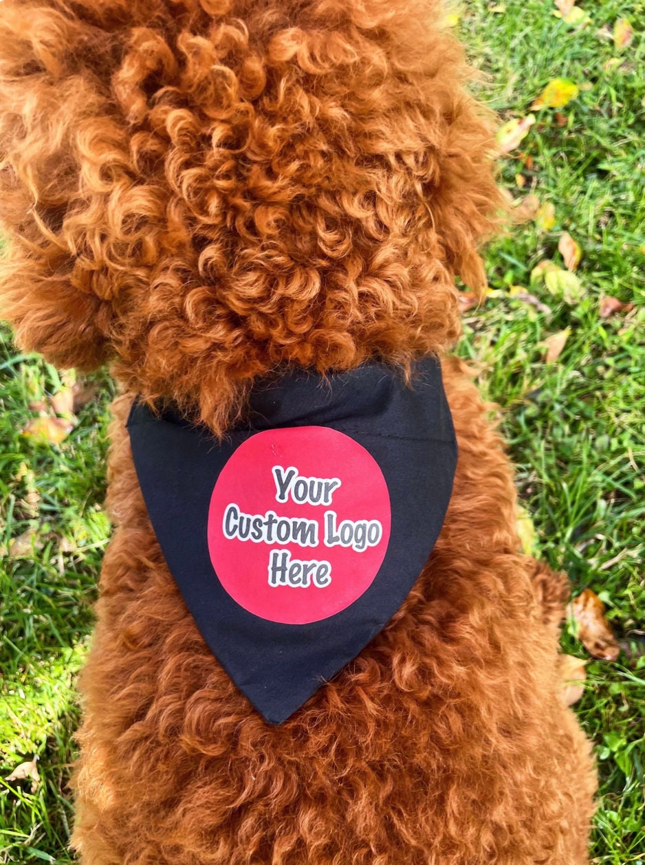 Custom Logo Dog Bandana Over the Collar, Business Logo Dog or Cat ...