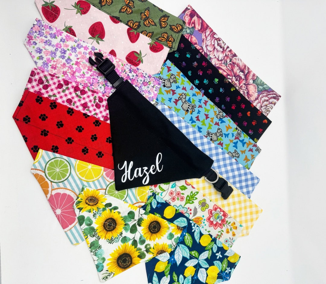 Custom Text Dog Bandana Over the Collar, Business Text Dog or Cat ...