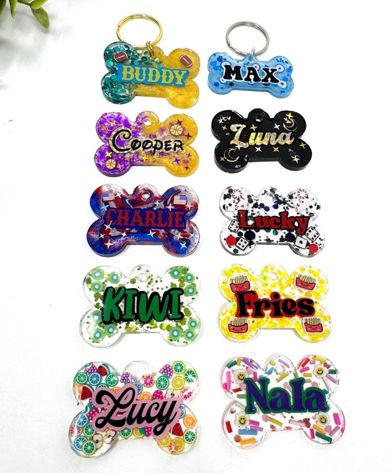 Custom Resin Dog Tag, Resin Dog Tag Personalized, Resin Cat Tag, Pet ID ...