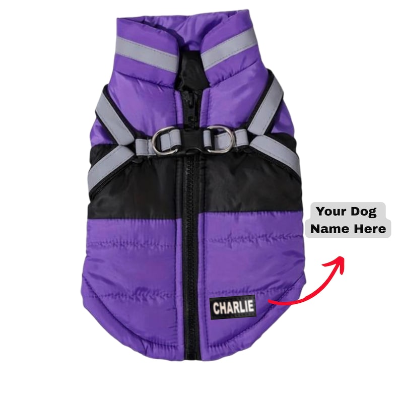 Custom Dog Jacket With Harness, Waterproof Dog Coat, Warm Winter Dog ...