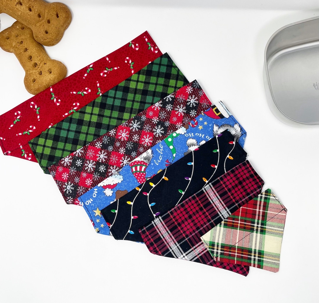 Over the Collar Christmas Dog Bandana, Christmas Dog Bandana, Custom ...