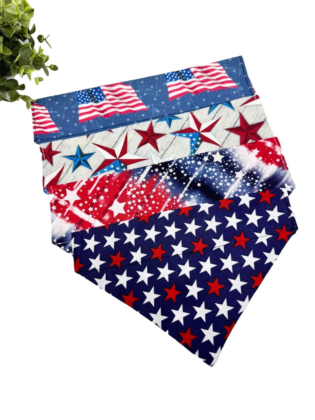 Personalized Patriotic American Flag Stars Dog Bandana, Over the Collar ...