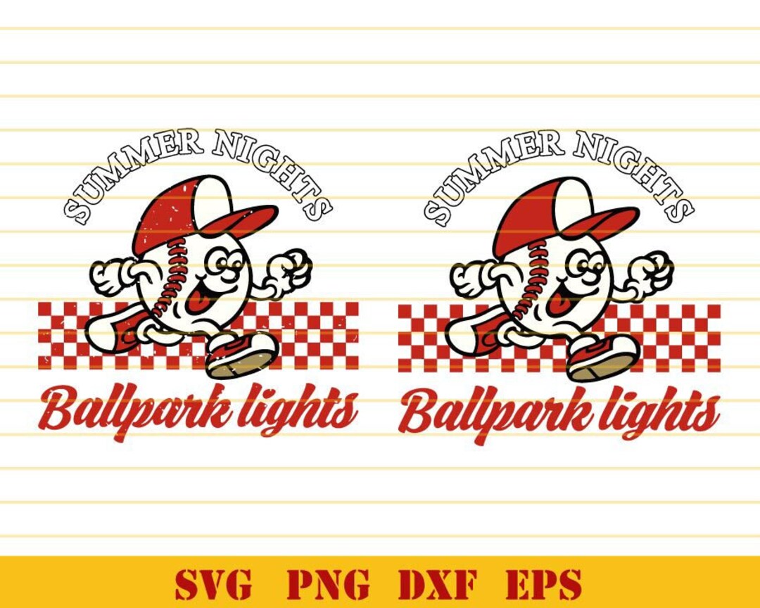 Summer Nights Ballpark Lights Svg Retro Vintage Baseball Svg Png Dxf ...